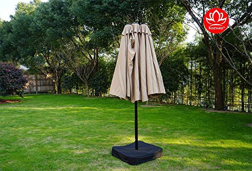 Kozyard Butterfly 14' Outdoor Patio Double-Sided Aluminum Umbrella with Crank and Base (Beige)