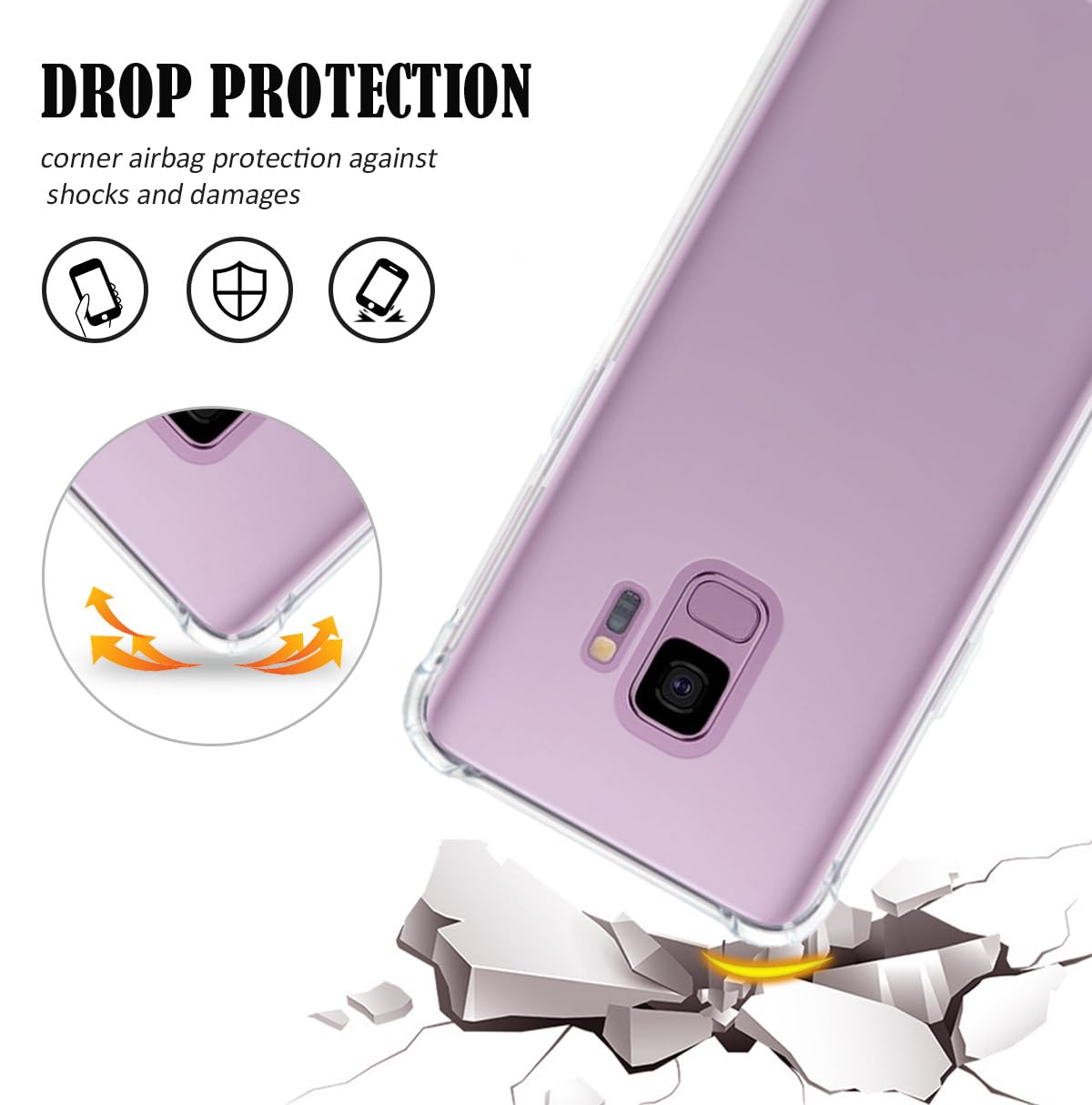 Custom Crystal Clear Case for Samsung Galaxy S9 Plus Name Initial Collage Multiple Photos, Thin Slim Shockproof Protective Transparent Sam Sung GS9 S 9+ Phone Cover 5.8/6.2 Inch
