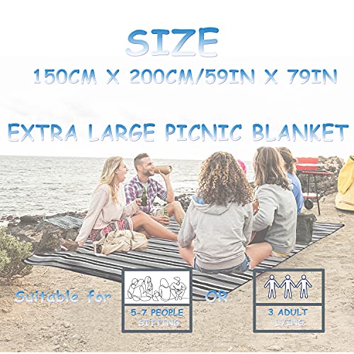 apollo walker Extra Large Picnic Blanket Camping Mat 80x 60 inches with Waterproof Backing for Family Picnic,Concerts,Park,Travel,Grass