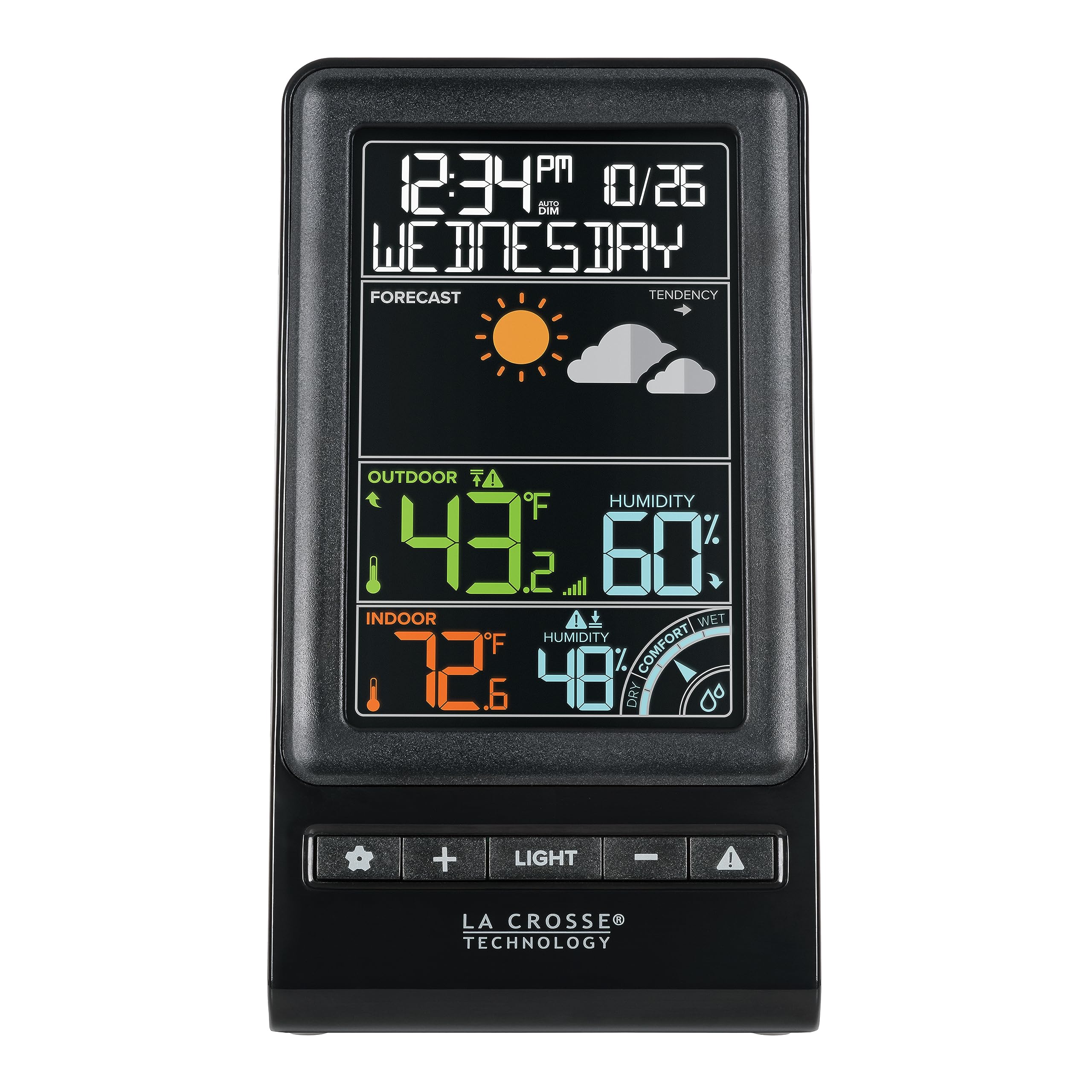 La Crosse Technology Digital Multi-Color Wireless Forecast Station, Black