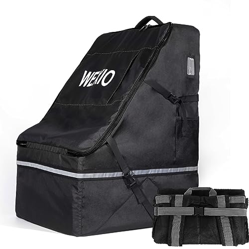 WEXIO Padded Car Seat Bags for Air Travelļ¼Waterproof Infant Carseat Bag for Airportļ¼ fit for Evenflo Maxi Cosi Britax Graco Chicco Cybex Diono Nuna Peg Doona (Black and Gray)