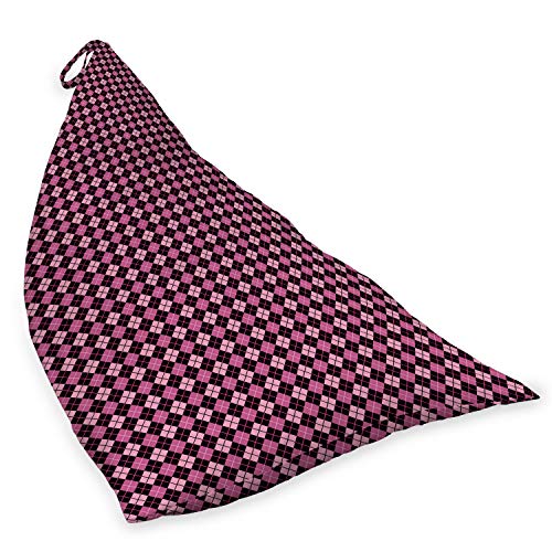 Ambesonne Checkered Lounger Chair Bag, Crosswise Striped Mosaic Pattern Squares Retro Style Feminine Design, High Capacity Storage with Handle Container, Lounger Size, Pink Pale Pink Black