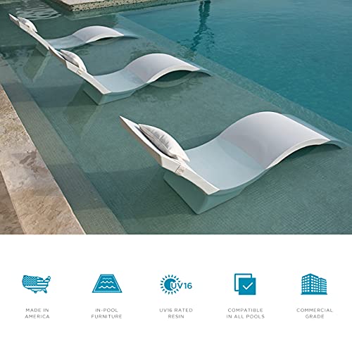 Ledge Lounger - Signature Chaise Deep - Inside Pool & Sun Shelf Lounge Chair - Designed for Deep Shelves 10”-15” - Compatible with All Pool Types - Poolside & Sun Deck Tanning - Set of 2 - Sandstone