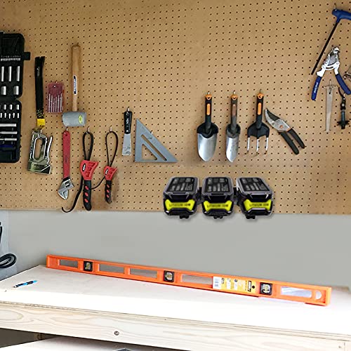 AcowSpt Battery Holder for Ryobi, Wrought Iron 18V Battery Storage for Ryobi, 18V Battery Holder Ryobi, Mount Wall Rack with 3 Slot for Ryobi 18V Batteries (Black)…
