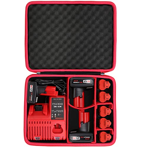 Khanka Hard Battery Storage Box Holder, Carrying Case Replacement for Milwaukee M12 M18 18V Battery and Charger - Holds 12V M18 18V 2.0/3.0/4.0/5.0/6.0/6.5/8/9.0/12.0-Ah Battery, Charger (Case Only)