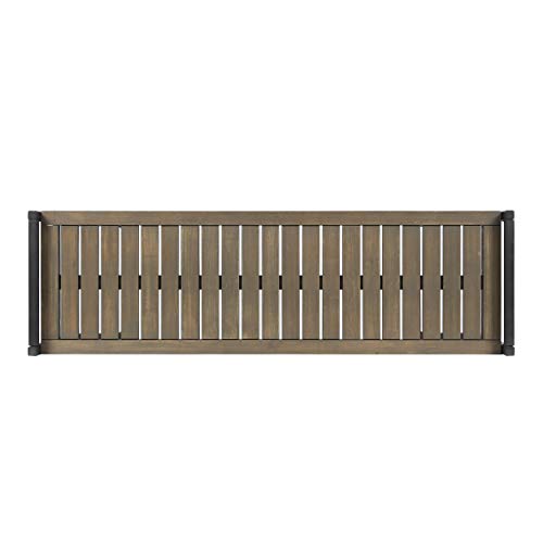 Christopher Knight Home Noel Outdoor Industrial Acacia Wood and Iron Bench, Gray, Grey Finish/Black Metal
