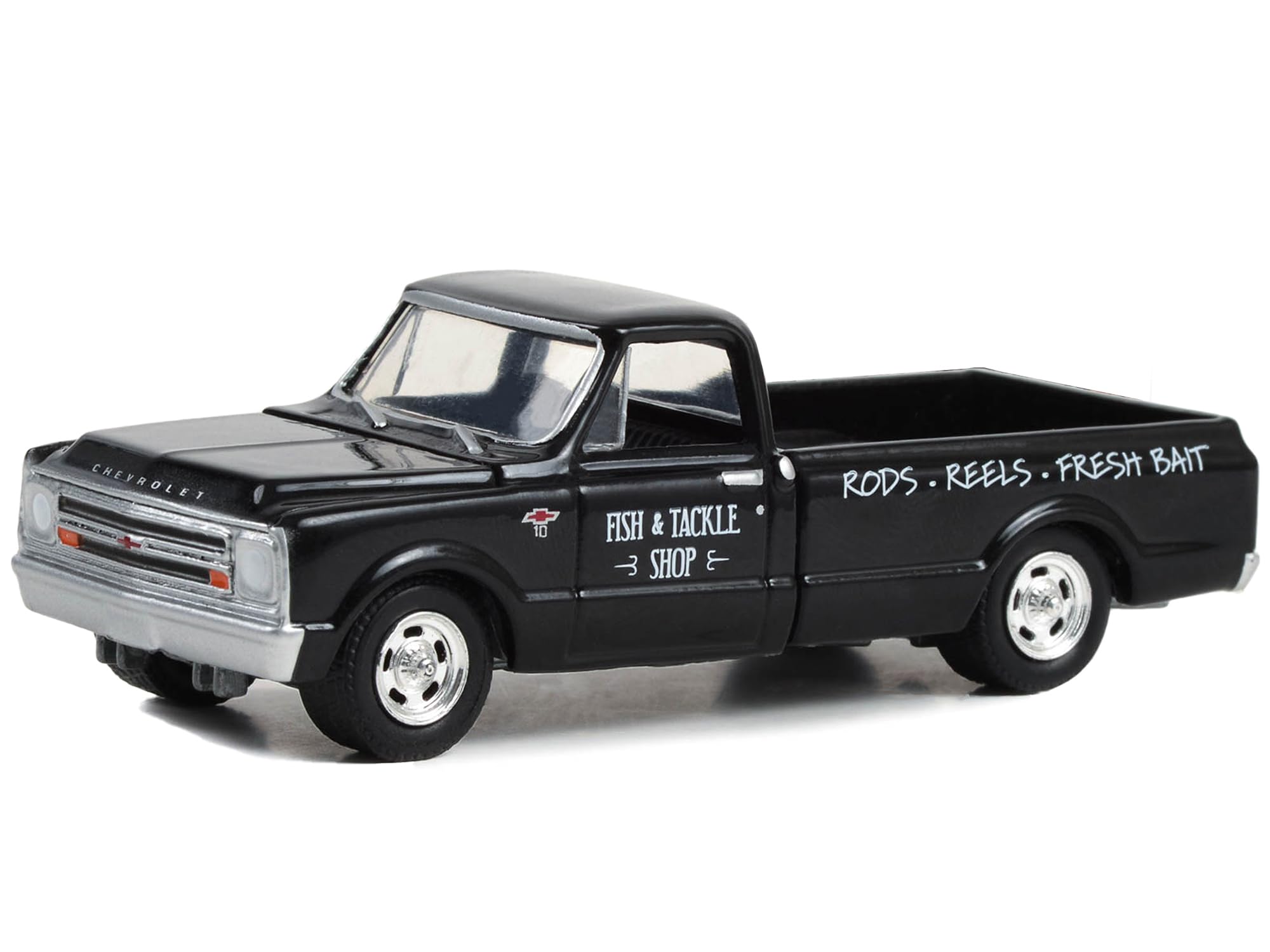 1968 Chevy C-10 Pickup Truck Black Fish & Tackle Shop Norman Rockwell Series 5 1/64 Diecast Model Car by Greenlight 54080D