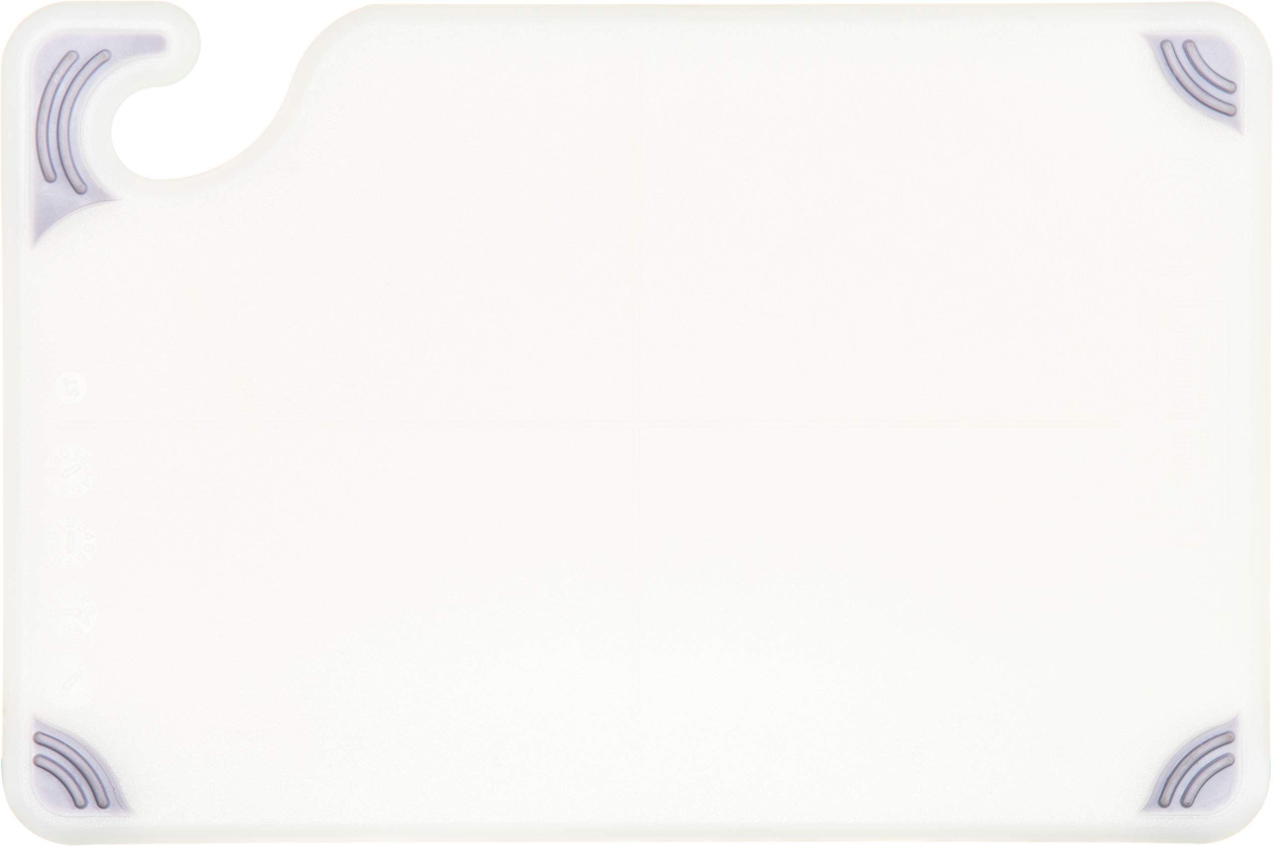 San Jamar Saf-T-Grip Plastic Cutting Board with Safety Hook, 6" x 9" x 0.375", White