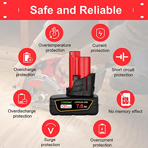[Upgraded 7000mAh] 2Pack 48-11-2412 Replacement for Milwaukee M-12 Battery Lithium 48-11-2411 48-11-2420 48-11-2401 48-11-2402 48-11-2440