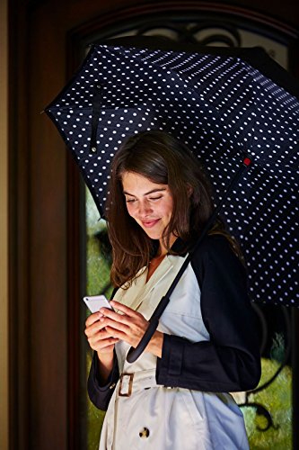 Nufoot Topsy Turvy Inverted umbrella, Black/White Polka Dot