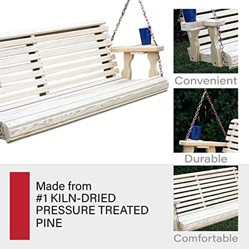 Amish Casual Heavy Duty 800 Lb Roll Back 5ft. Treated Porch Swing with Cupholders