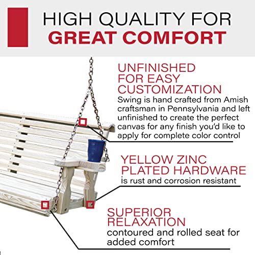 Amish Casual Heavy Duty 800 Lb Roll Back 5ft. Treated Porch Swing with Cupholders