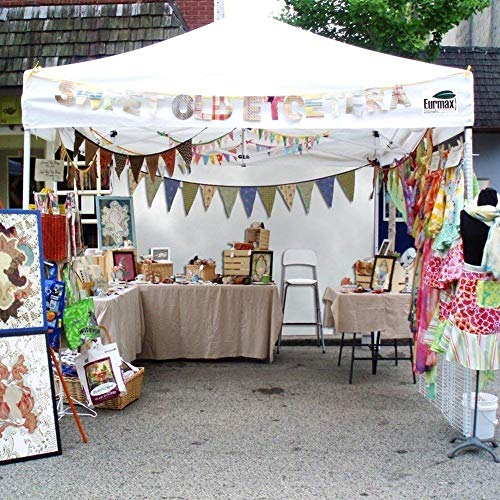 Eurmax 10'x10' Ez Pop-up Booth Canopy Tent Commercial Instant Canopies with 1 Full Sidewall & 3 Half Walls and Roller Bag, with 4 SandBags + 3 Cross-Bar(White)