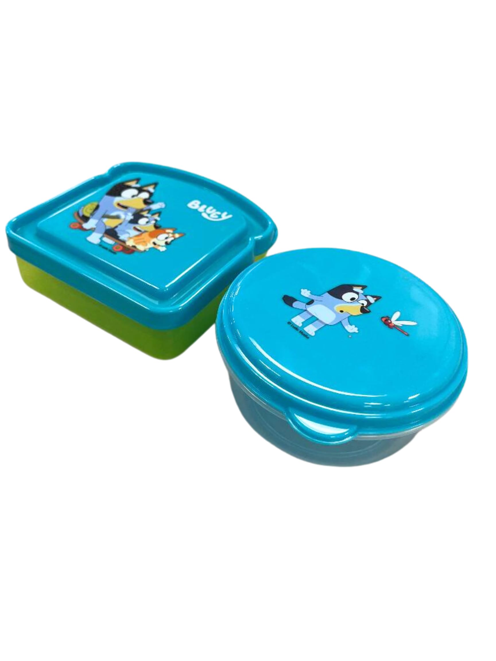 Greenbrier International, Inc. Bluey Lunch Box 2 Piece Set Kit - Includes 1 Reusable Sandwich Container and 1 Snack Bowl Kids Lunch Box Travel To Go Food - BPA Free