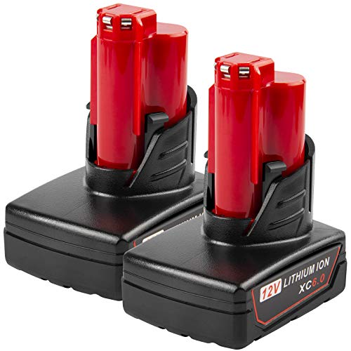TREE.NB 2Packs M12 12V 6000mAh Lithium Battery Replacement for Milwaukee M12 XC Cordless Power Tools 48-11-2401 48-11-2402 48-11-2440 48-11-2411 C12B C12BX 2207-20 2207-21 2238-20 2456-21 2457-20