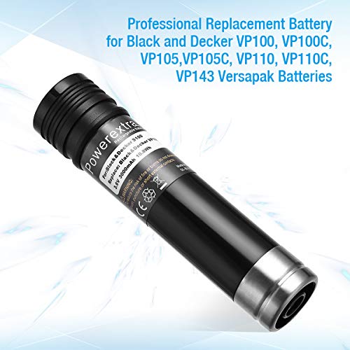 Powerextra 3.6V 3.0Ah Replacement Battery Compatible for Black & Decker Versapak VP100 VP100C VP110 VP110C VP105 VP105C VP143 Sears-Craftsman Pivot180 PLR36NC