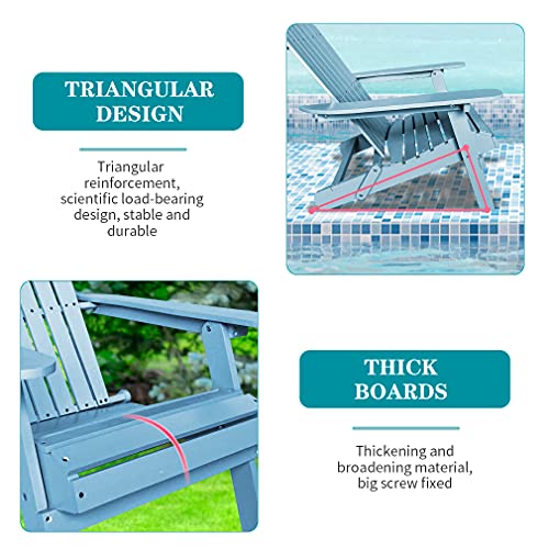 Adirondack Chair,Folding Wooden Lounger Chair,All-Weather Chair for Fire Pit/Garden/Fish with 250lbs Duty Rating,Turquoise