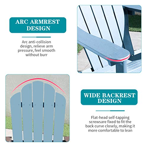 Adirondack Chair,Folding Wooden Lounger Chair,All-Weather Chair for Fire Pit/Garden/Fish with 250lbs Duty Rating,Turquoise