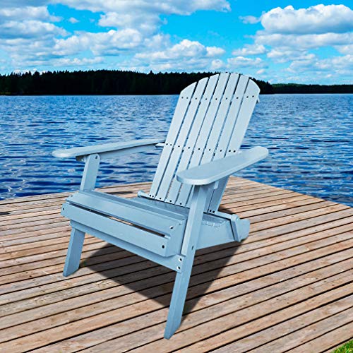 Adirondack Chair,Folding Wooden Lounger Chair,All-Weather Chair for Fire Pit/Garden/Fish with 250lbs Duty Rating,Turquoise