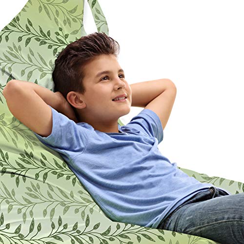 Ambesonne Leaves Lounger Chair Bag, Foliage Leaves Pattern with Venetian Inspirations Vintage Motifs Illustration, High Capacity Storage with Handle Container, Lounger Size, Green Pale Green