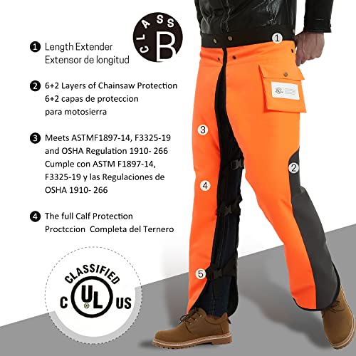 ZELARMAN Chainsaw Chaps Apron Wrap 8-layer for Men/Women Loggers Forest Workers Protective Chain Saw Pants Adjustable
