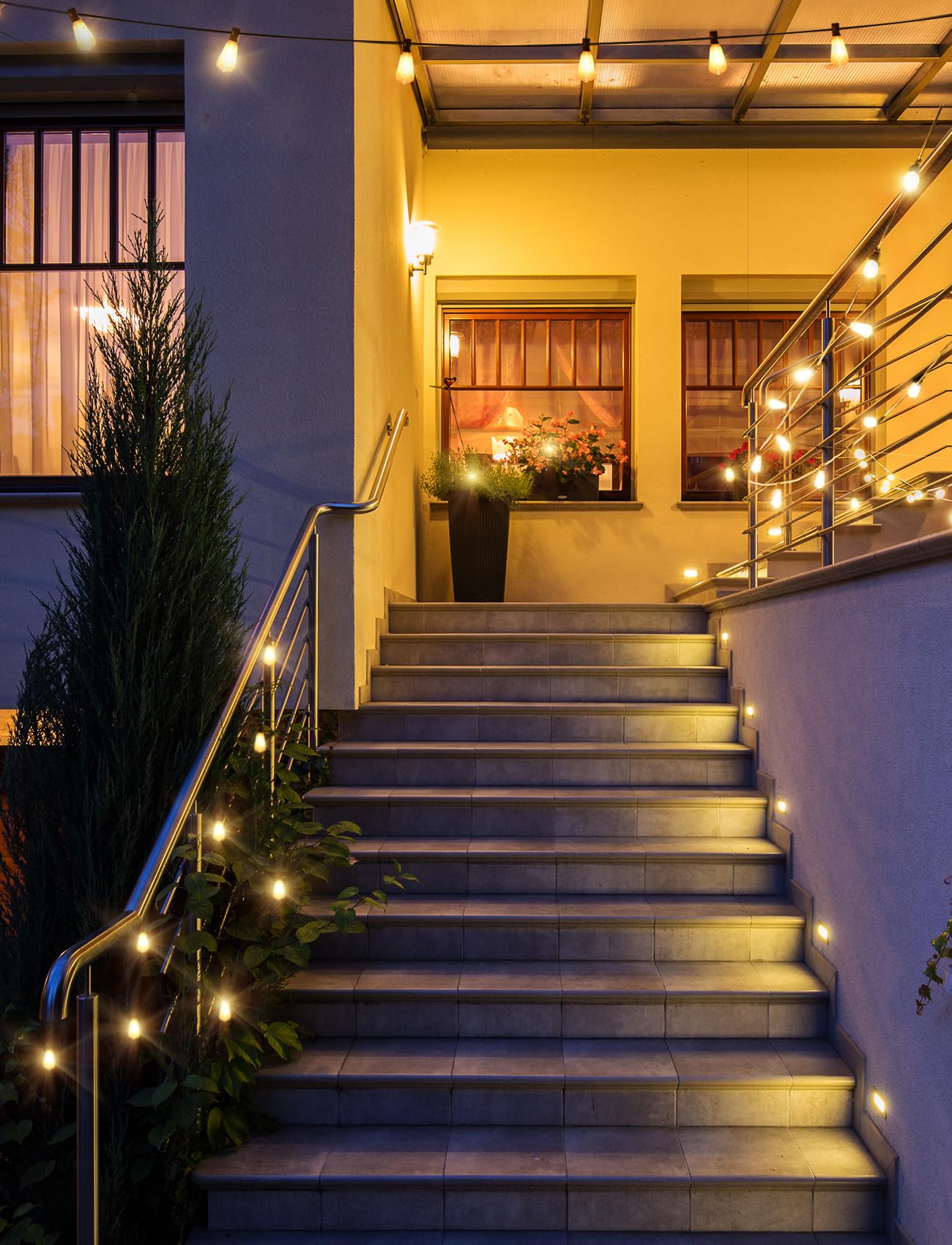 Sweepulire LED Outdoor String Lights, 125FT Patio Lights with 60+4 Shatterproof Bulbs, 2200K Warm White LED Lights Waterproof, Decorative Outdoor Lights for Porch, Deck, Garden, Backyard, Balcony