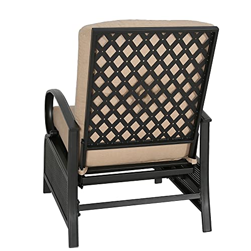 Ulax Furniture Patio Recliner Chair Automatic Adjustable Back Outdoor Lounge Recliner Chair with 100% Olefin Cushion (Beige)