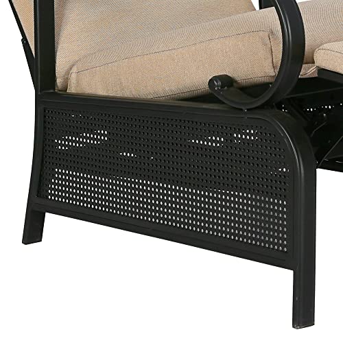 Ulax Furniture Patio Recliner Chair Automatic Adjustable Back Outdoor Lounge Recliner Chair with 100% Olefin Cushion (Beige)
