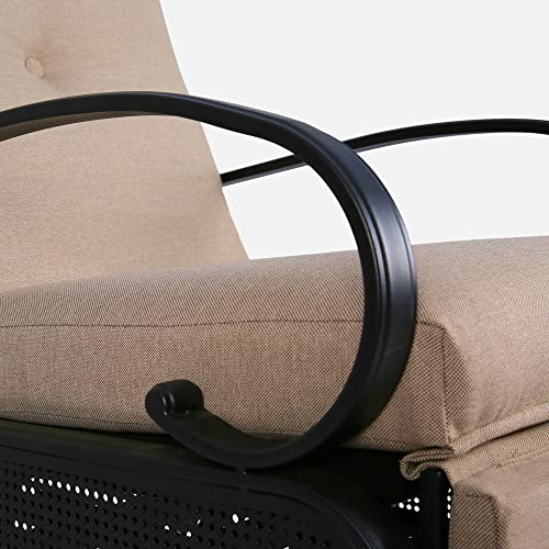 Ulax Furniture Patio Recliner Chair Automatic Adjustable Back Outdoor Lounge Recliner Chair with 100% Olefin Cushion (Beige)
