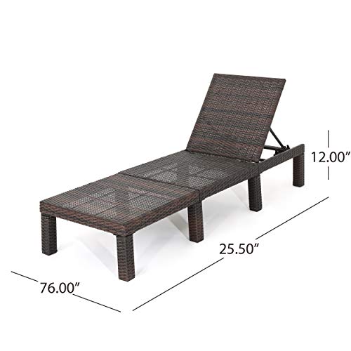 Christopher Knight Home Jamaica Outdoor Wicker Chaise Lounge with Water Resistant Cushion, 2-Pcs Set, Multibrown / Cream