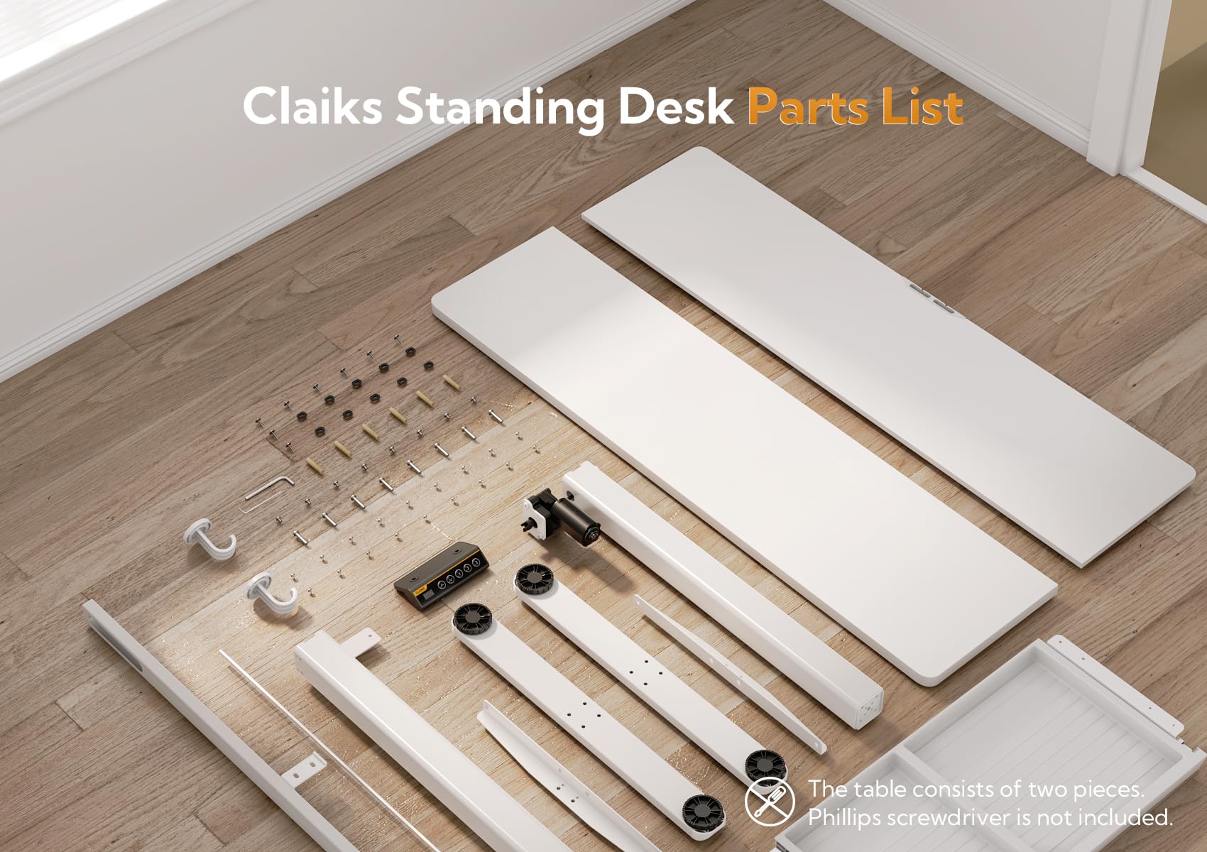 Claiks Standing Desk with Drawers, Stand Up Electric Standing Desk Adjustable Height, Sit Stand Desk Computer Workstation, 48 Inch, White