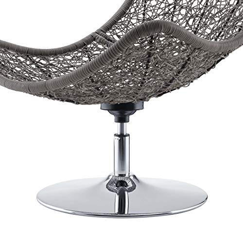 Modway Brighton Outdoor Patio Wicker Rattan Swivel Lounge Chair in Light Gray White