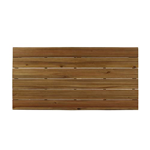 Christopher Knight Home Kama Patio Dining, Rectangular, 72", Acacia Wood Table Top, Rustic Iron Hairpin Legs, Teak Finish, Metal