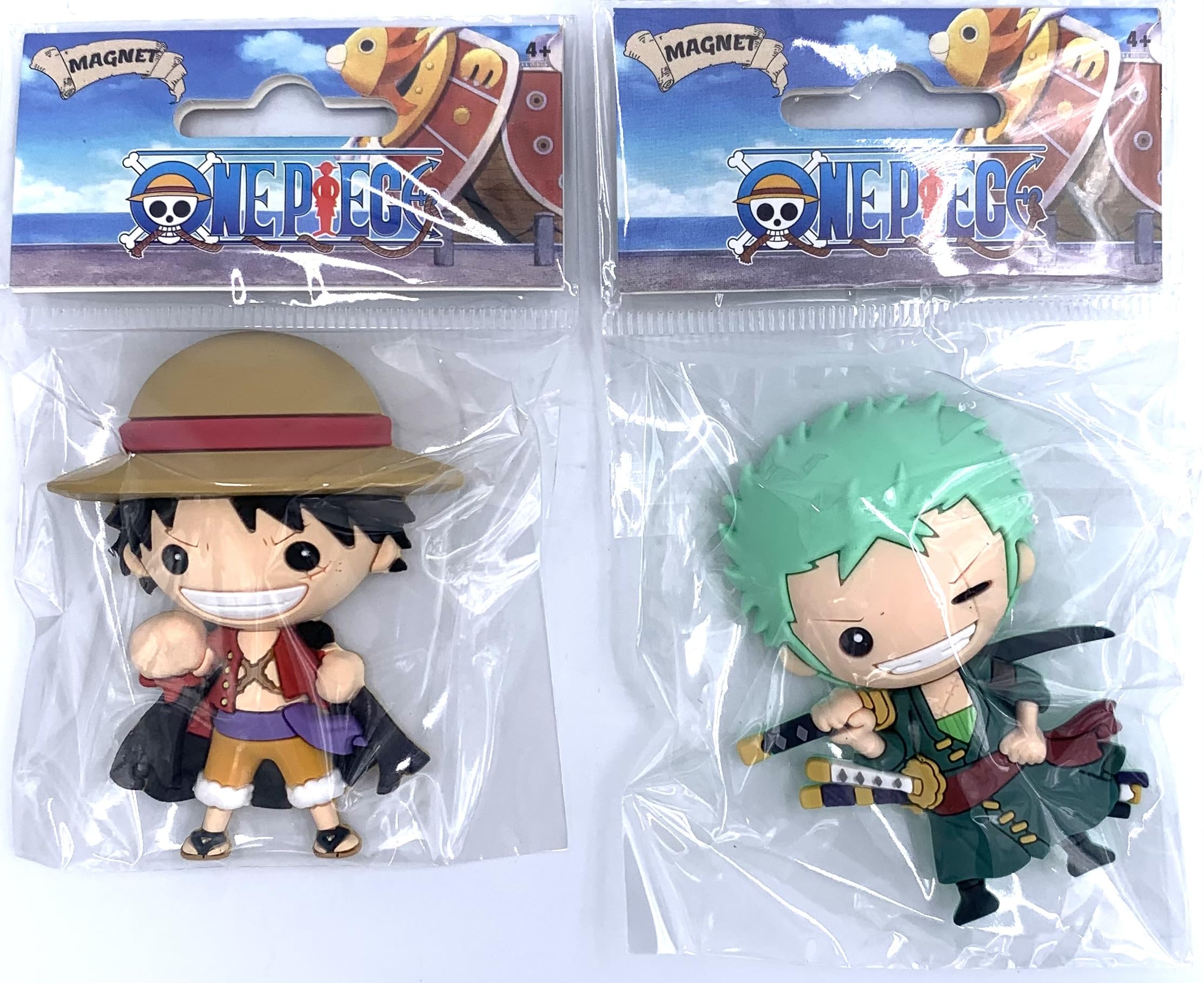 Monogram One Piece Monkey D. Luffy with Cape & Zoro 2 Piece 3D Foam Figure Magnet Set - Magnet for Refrigerators and Lockers