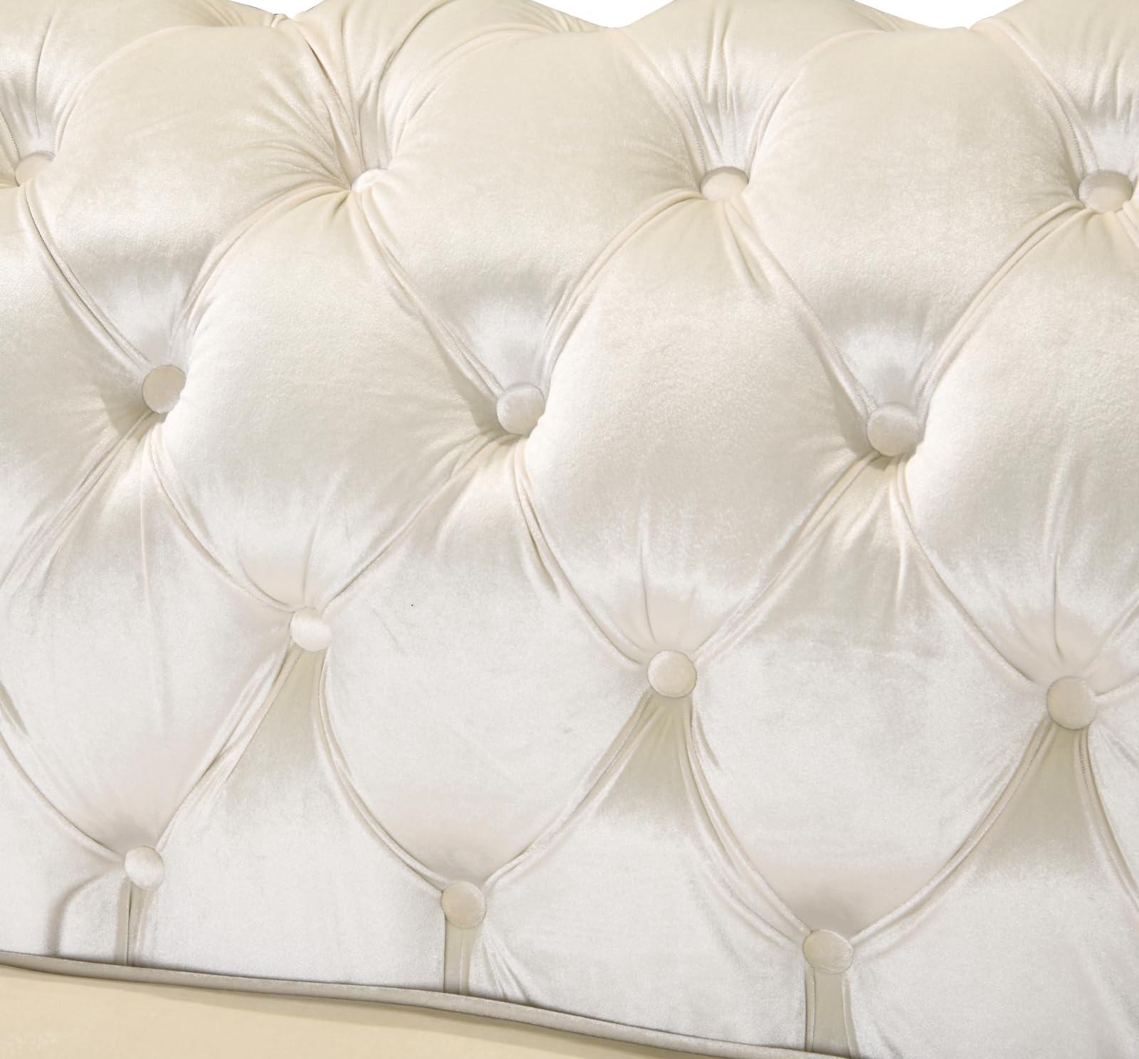 RUNOLIG Chesterfield Sofa, Velvet Sofas and Couches with Button Tufted Design and Gold Legs, Upholstered Sofa with 2 Pillows and Wood Frame, Modern 3 Seat Couch for Living Room, Apartment (Beige)