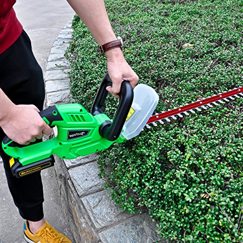 Werktough 20V Cordless Hedge Trimmer Electric Garden Yard Trimmer with 2.0A Battery and Fast Charger HT001