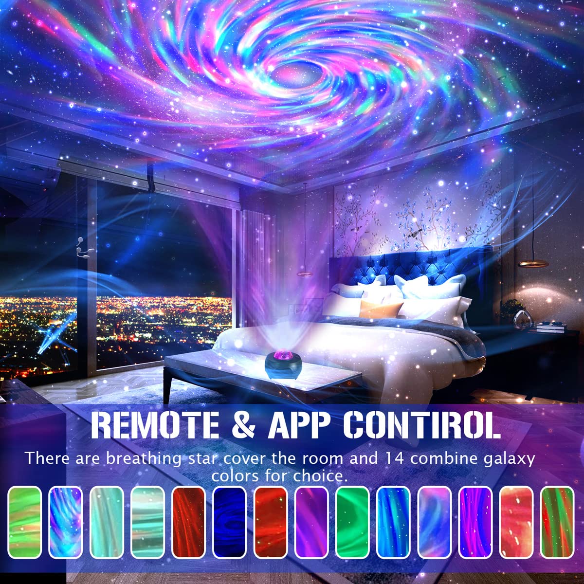 KisMee Galaxy Projector Night Light RGB Dreamy Colors Nebula Rotate Lazer Star Projector Remote Control for Bedroom Deco Birthday Party Christmas Gift… (Black Hole)