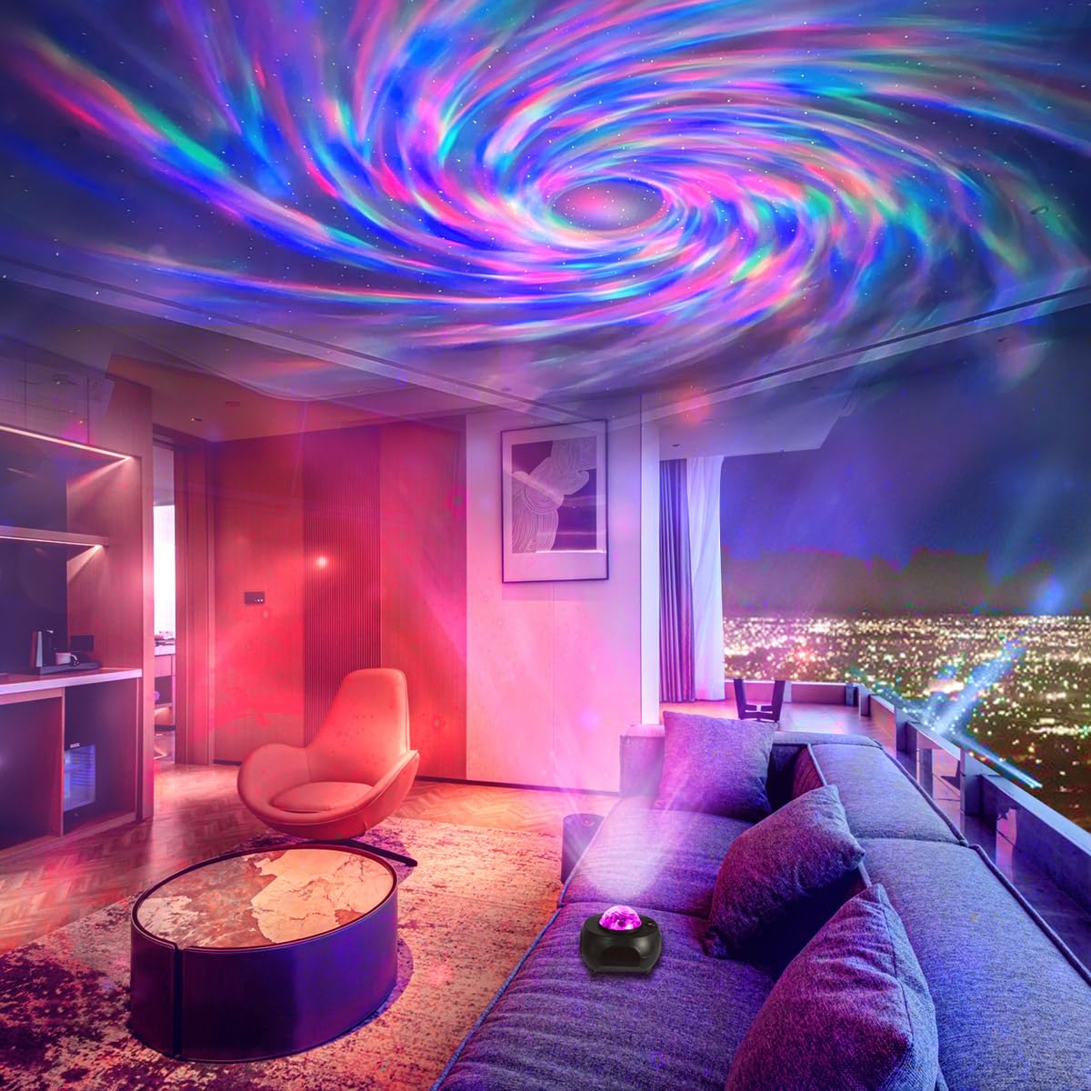 KisMee Galaxy Projector Night Light RGB Dreamy Colors Nebula Rotate Lazer Star Projector Remote Control for Bedroom Deco Birthday Party Christmas Gift… (Black Hole)