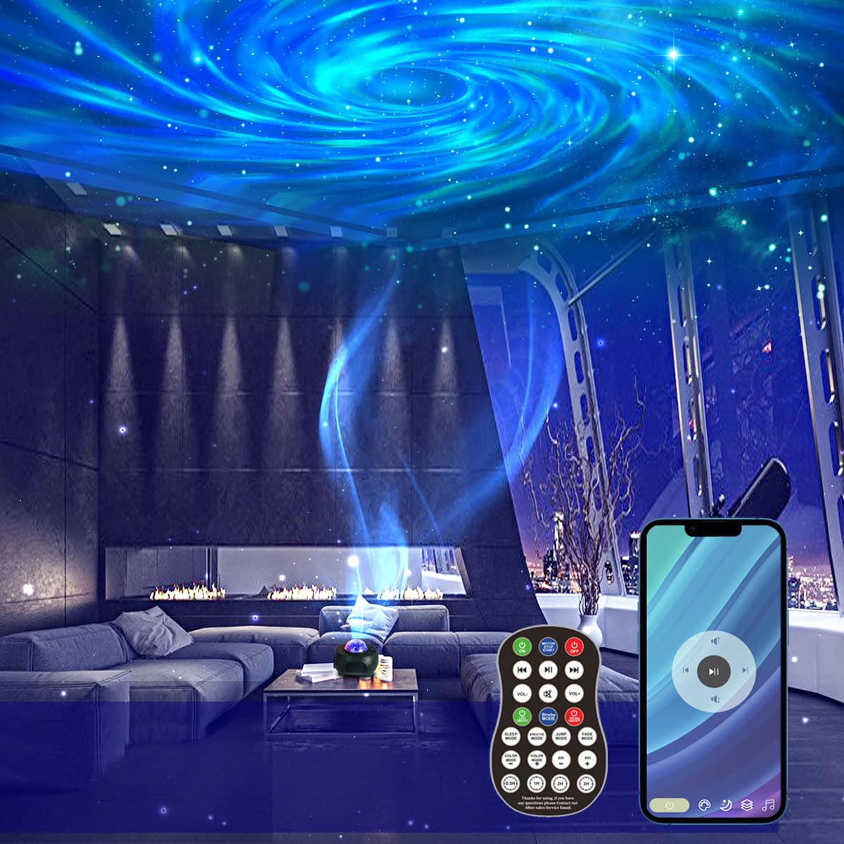 KisMee Galaxy Projector Night Light RGB Dreamy Colors Nebula Rotate Lazer Star Projector Remote Control for Bedroom Deco Birthday Party Christmas Gift… (Black Hole)