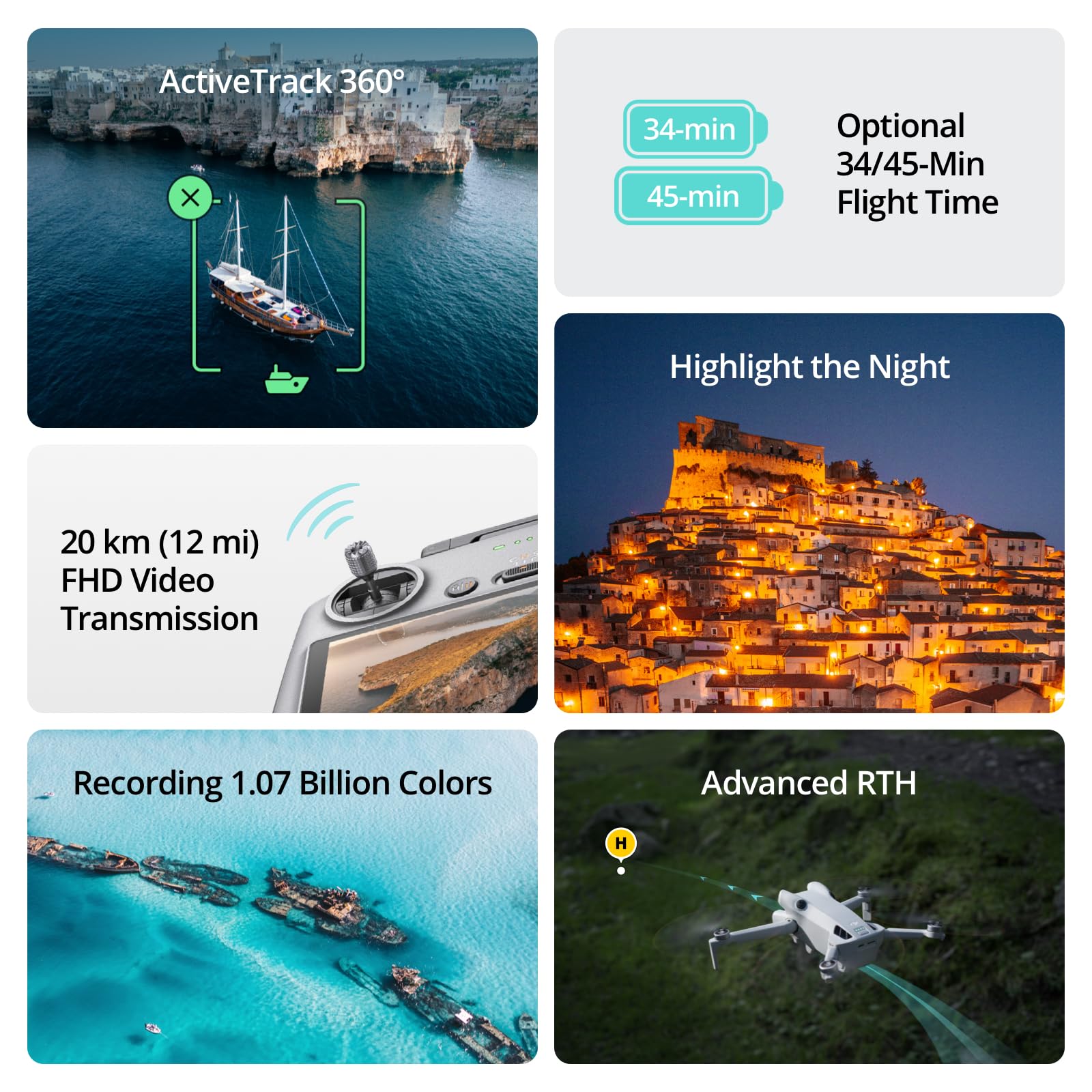 DJI Mini 4 Pro (DJI RC-N2), Drones with Camera for Adults 4K, Under 0.549 lbs/249 g, 34 Mins Flight Time, 20km Max Video Transmission Distance, Omnidirectional Vision Sensing, Mini Drone for Beginners