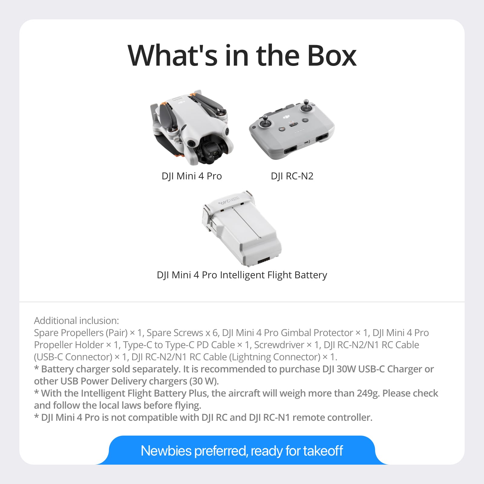 DJI Mini 4 Pro (DJI RC-N2), Drones with Camera for Adults 4K, Under 0.549 lbs/249 g, 34 Mins Flight Time, 20km Max Video Transmission Distance, Omnidirectional Vision Sensing, Mini Drone for Beginners