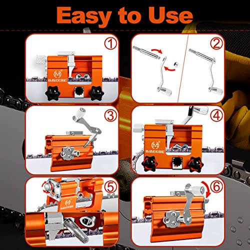 Chainsaw Sharpener Jig Kit, Portable Chainsaw Sharpening Tool with Burr Grinding Stone & Cleaning Brush, Manual Chain Saw Blade Sharpener Attachment for Chain/Electric Saw, Lumberjack, Garden Worker