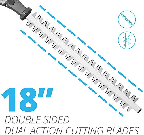 40V Cordless Pole Hedge Trimmer Long Reach 18" Cutting Length 6 Position Adjustable Head with 2Ah Battery and Charger