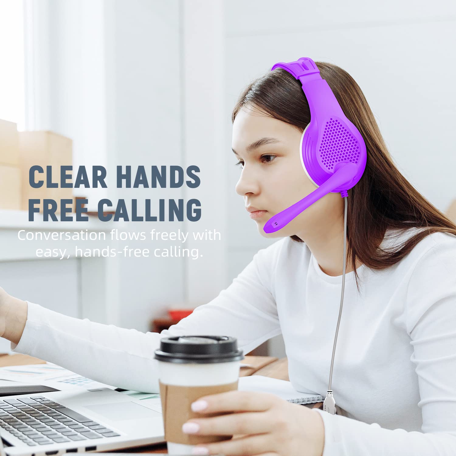 Anivia Computer Headsets Over Ear Headphones Wired Gaming Headset with Mic for PC Mac PS4 PS5 Xbox One, Stereo Surround Sound, Purple
