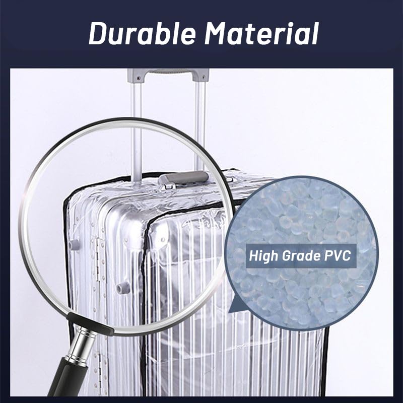 Clear Suitcase Cover - 20 22 24 26 28 30 Inch Suitcase Covers - PVC Waterproof Luggage Cover - Top and Side Handle Gap Suitcase Protector (22 Inch)