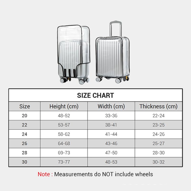 Clear Suitcase Cover - 20 22 24 26 28 30 Inch Suitcase Covers - PVC Waterproof Luggage Cover - Top and Side Handle Gap Suitcase Protector (22 Inch)