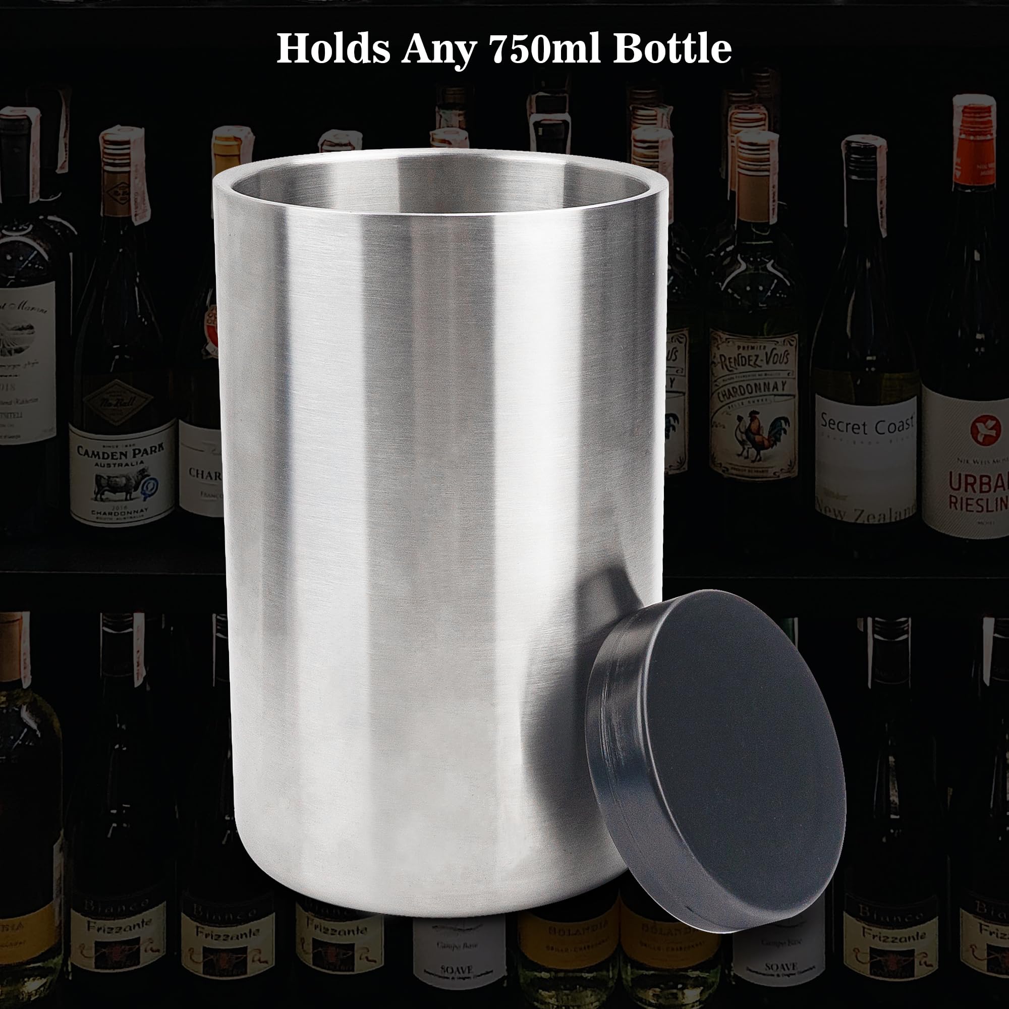 Wine Bottle Chiller, Stainless Steel Wine Cooler Bucket with Ice Pack White Wine Bottle and Champagne, Perfect Wine Accessories for Wine Lovers