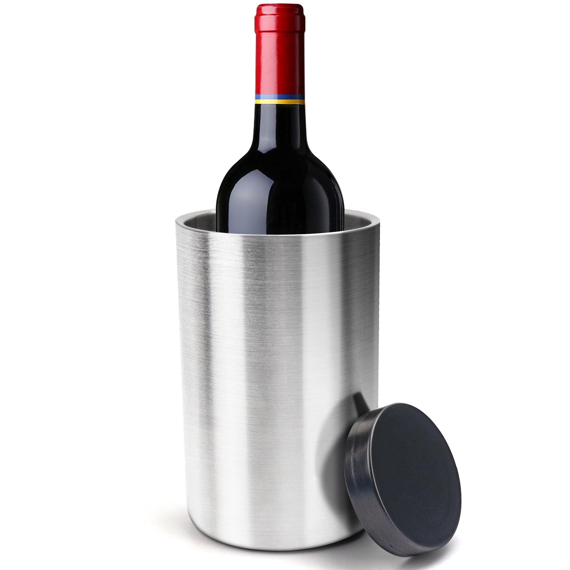Wine Bottle Chiller, Stainless Steel Wine Cooler Bucket with Ice Pack White Wine Bottle and Champagne, Perfect Wine Accessories for Wine Lovers