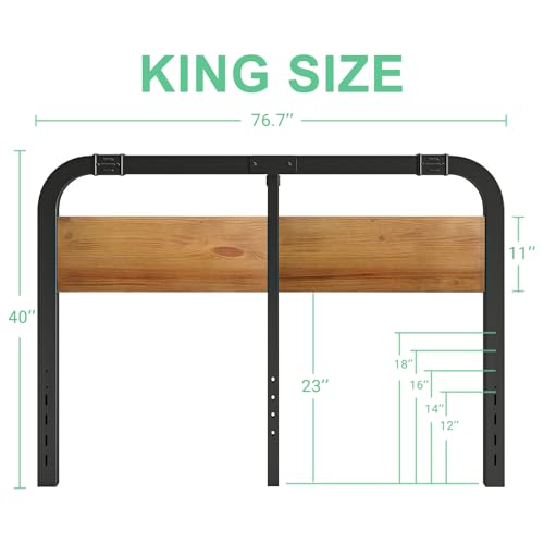 Nordicbed 40 Inch High Wood Headboard King, Farmhouse Headboard King Only, Rustic Headboard, Metal Slats, Easy Assembly