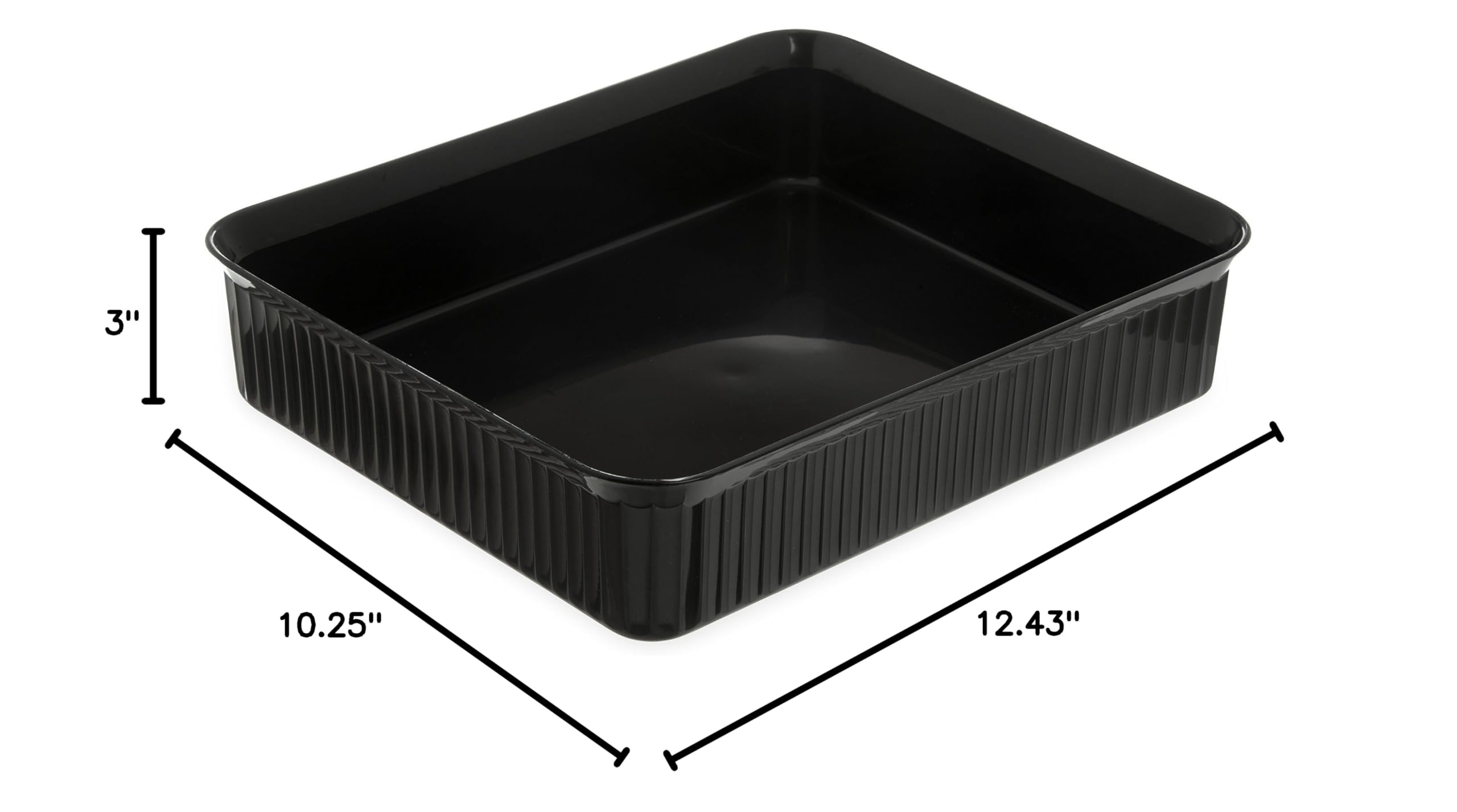 CFS Deliware Rectangular Deli Crock, Serving Food Pan for Restaurant, Polypropylene, 10 lb. Capacity, 10 lb., 3" H x 10.25" W x 12.43" L, Black (Pack of 6)